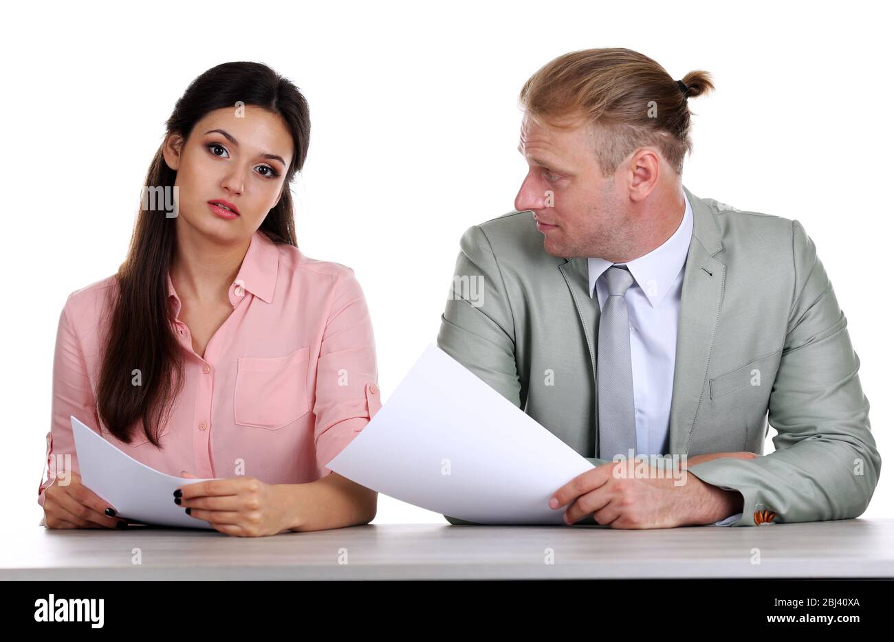 TV anchors training for telling news Stock Photo - Alamy