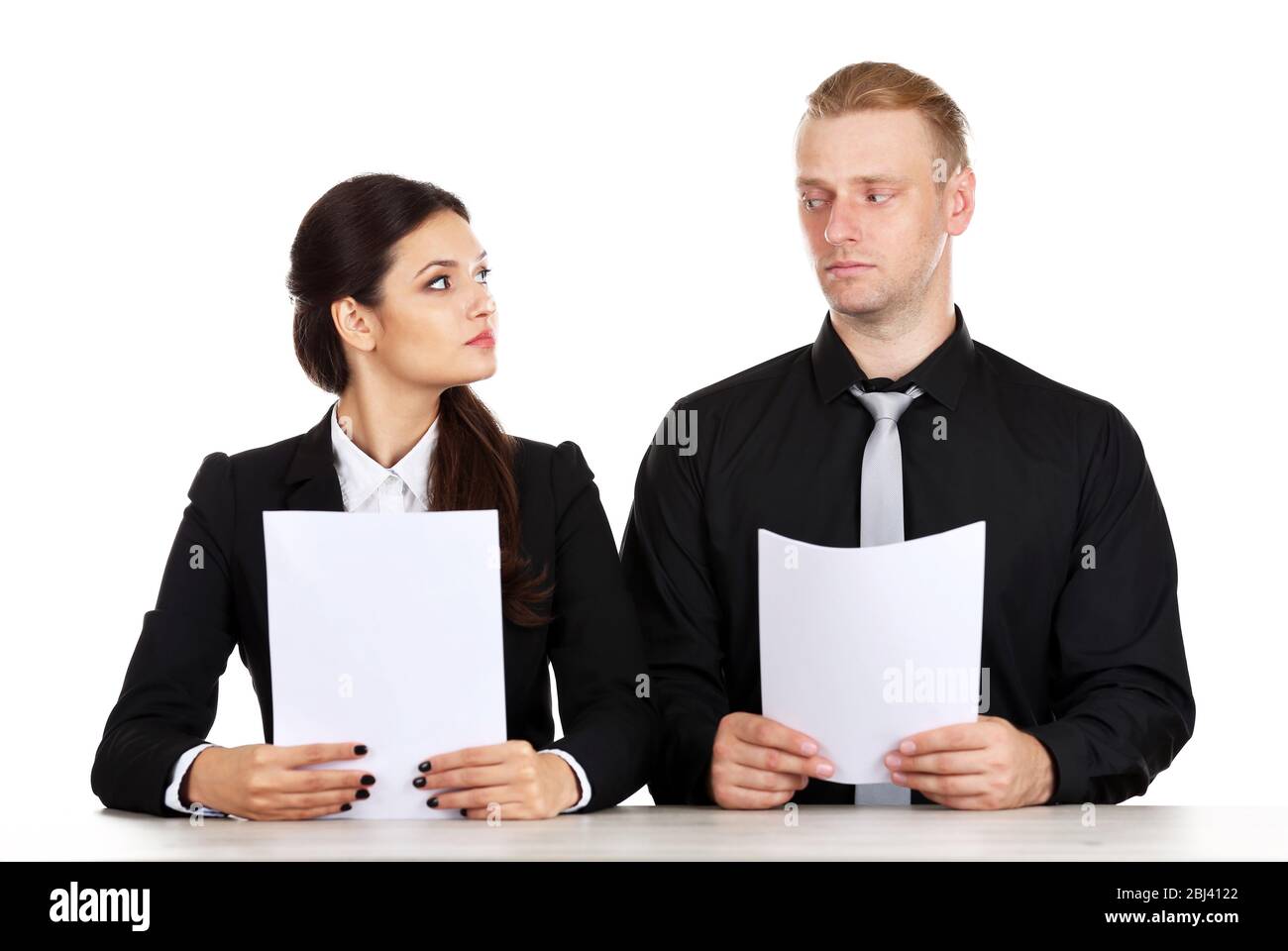 TV anchors training for telling news Stock Photo - Alamy