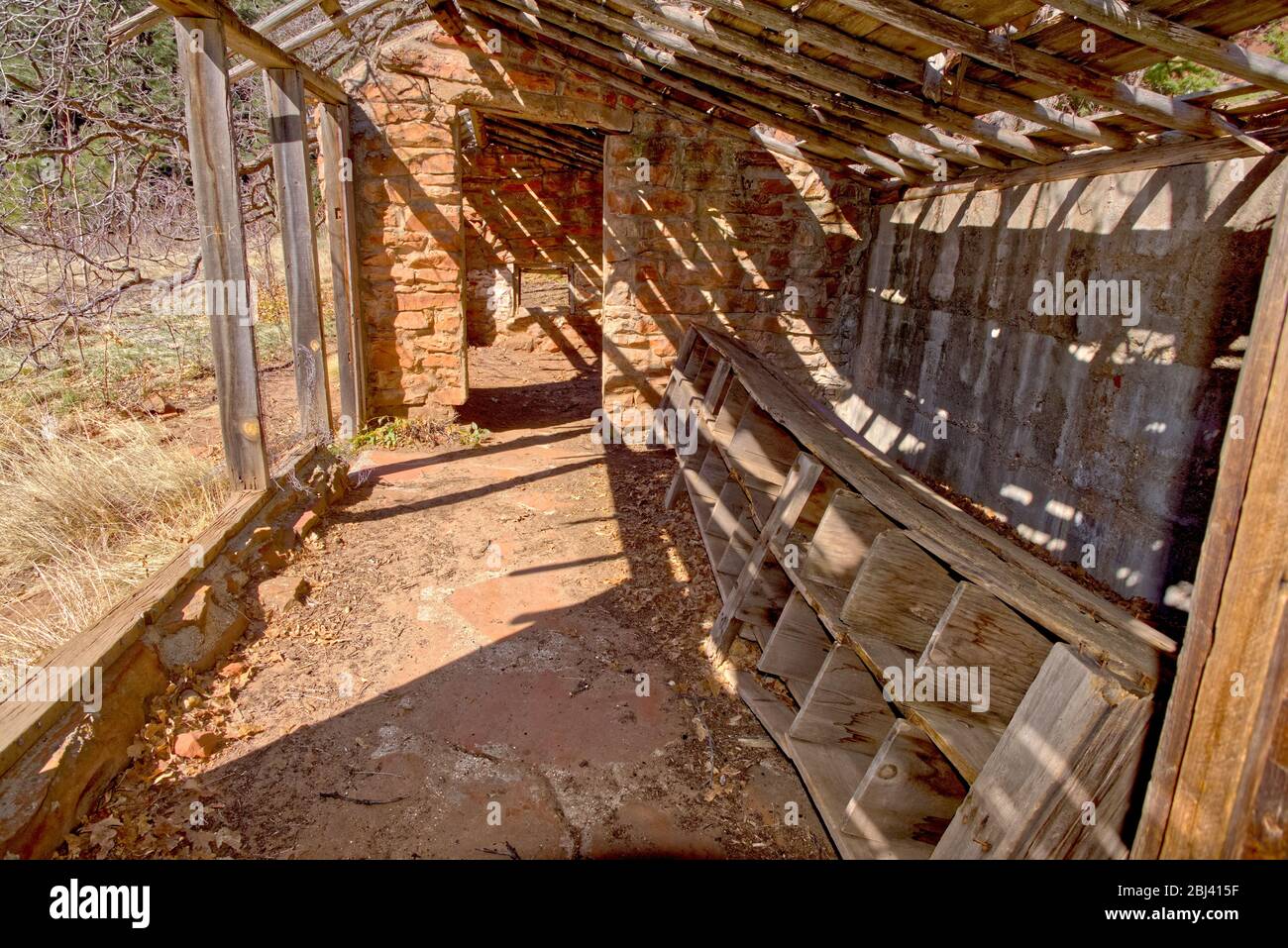 An inside view of the old chicken coop used by the Mayhew Lodge north ...