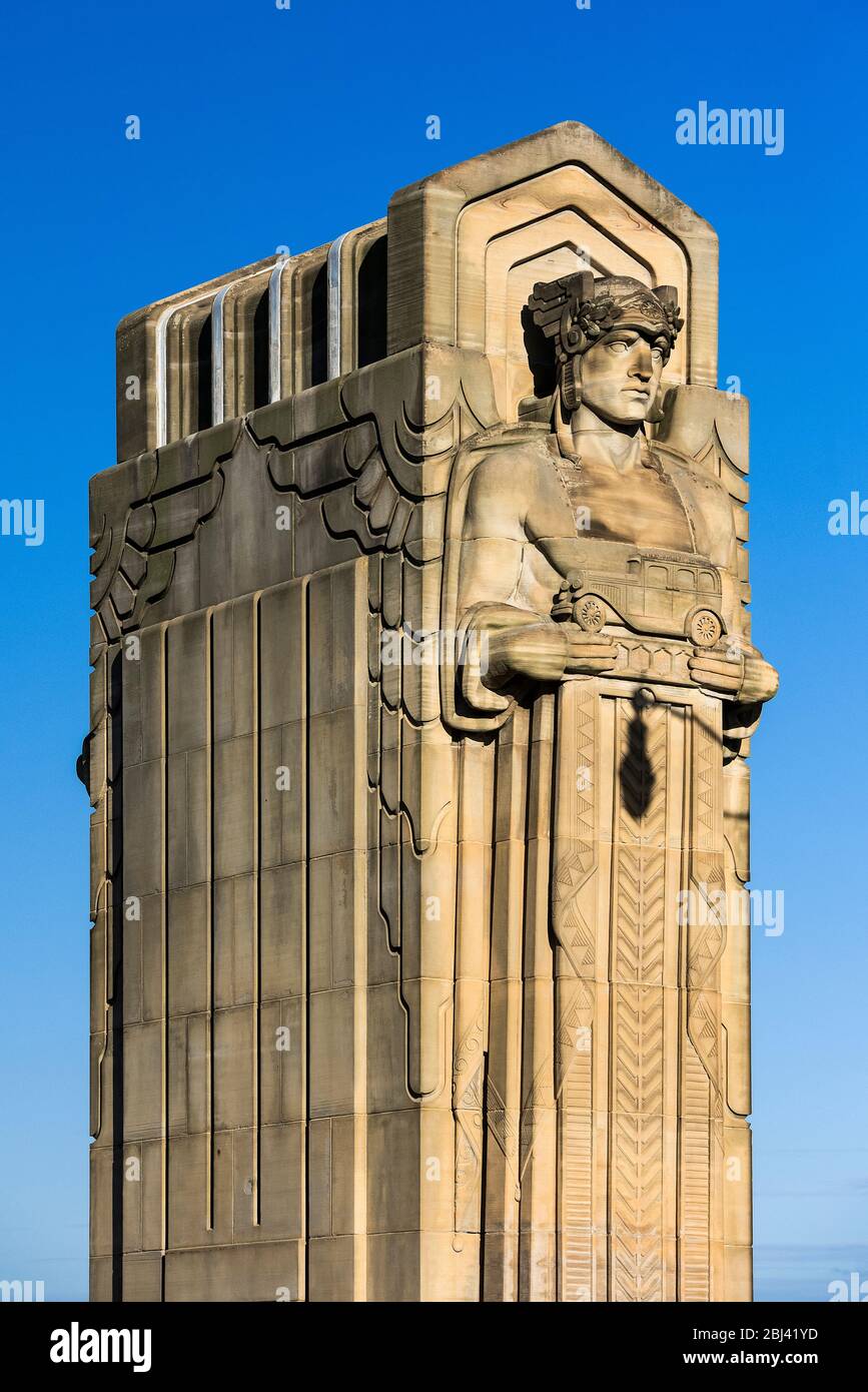 Guardians of transportation statue on Hope Memorial Bridge in Cleveland ...