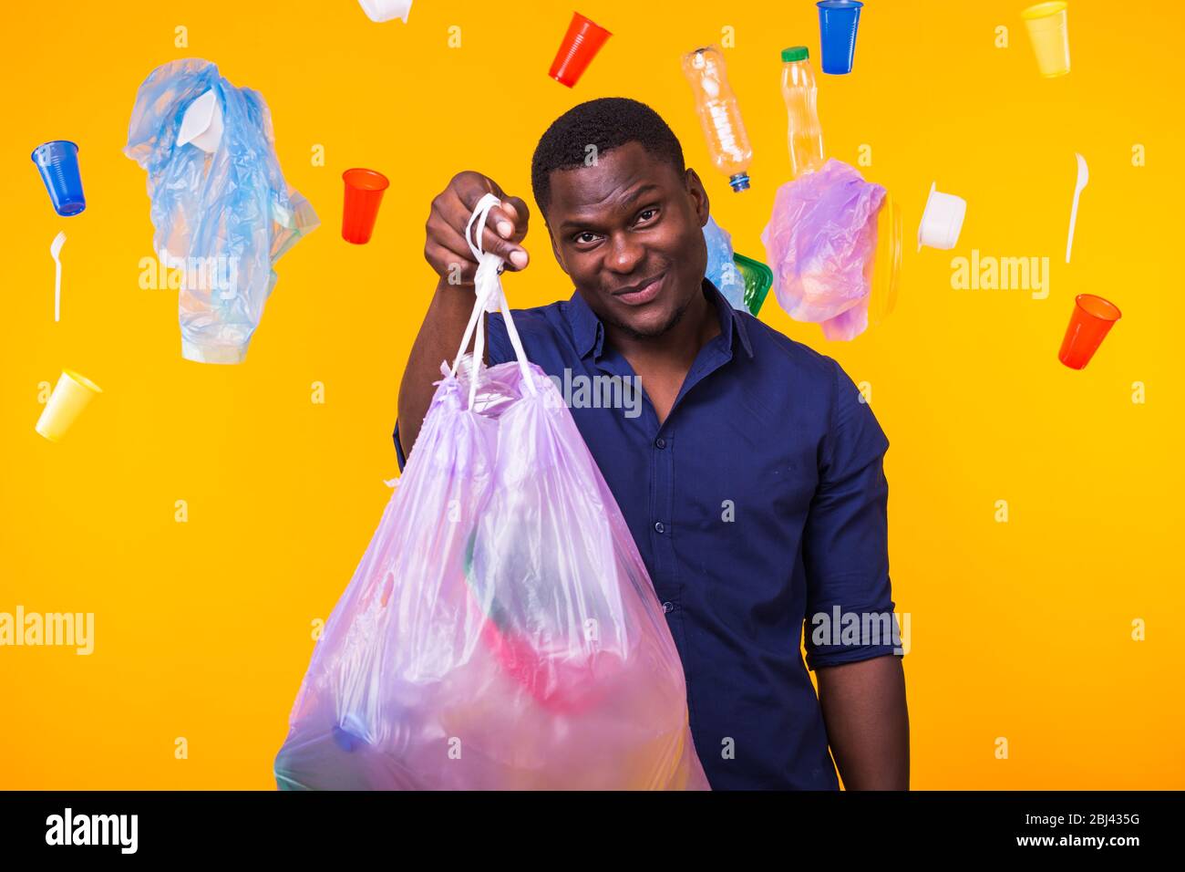 Problem of trash, plastic recycling, pollution and environmental ...