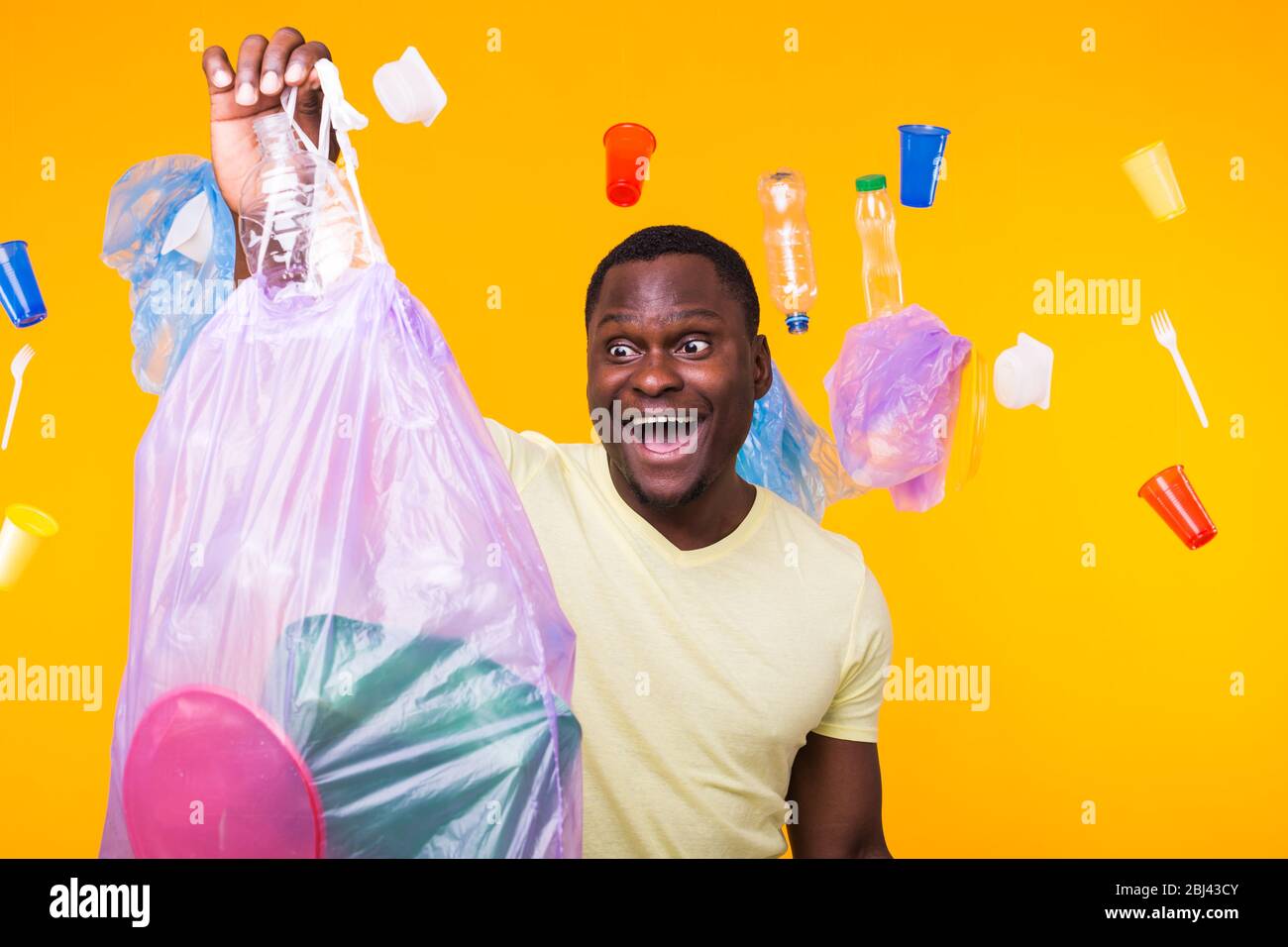 Problem of trash, plastic recycling, pollution and environmental ...