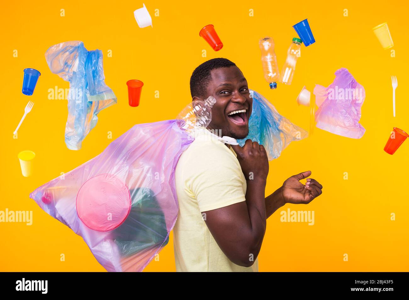 Problem of trash, plastic recycling, pollution and environmental ...