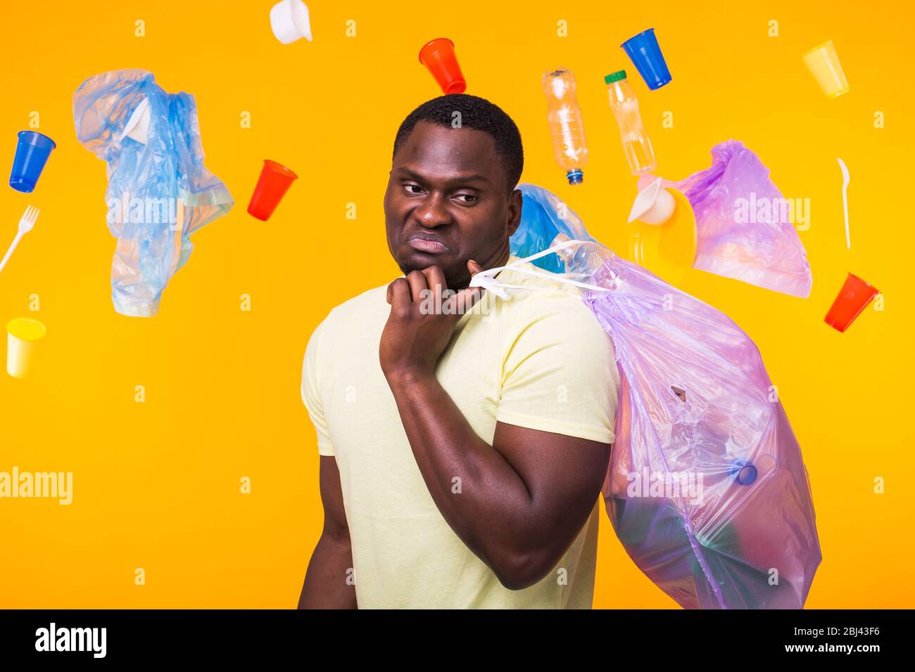 Problem of trash, plastic recycling, pollution and environmental ...