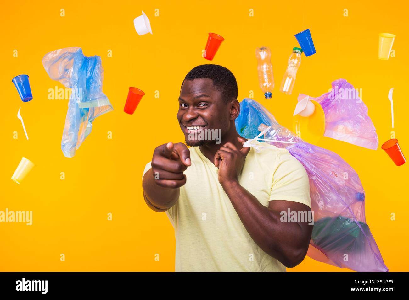 Problem of trash, plastic recycling, pollution and environmental ...