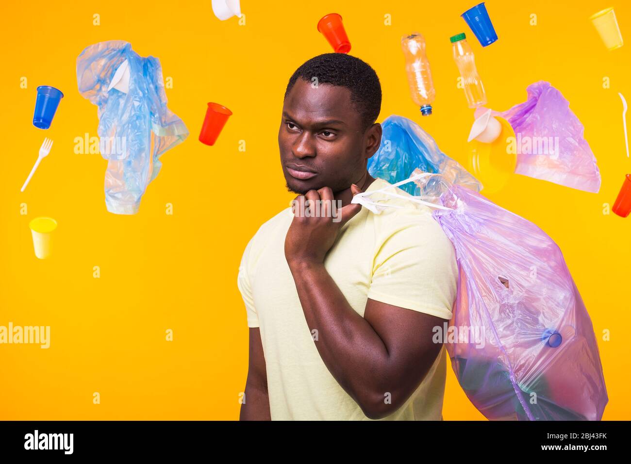 Problem of trash, plastic recycling, pollution and environmental ...