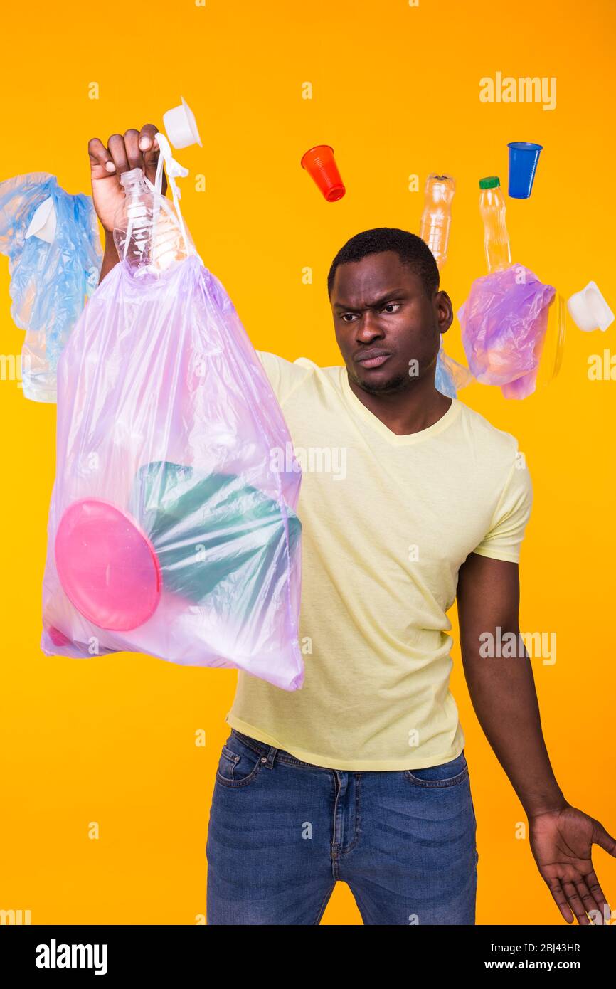 Problem of trash, plastic recycling, pollution and environmental ...