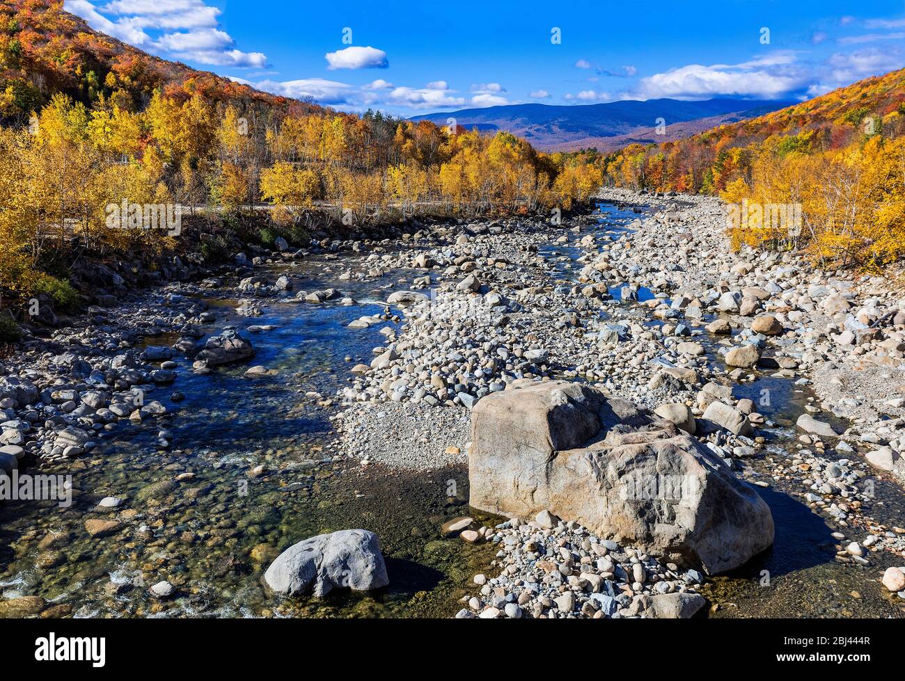 Autumn foliage and the Pemigewasset River in New Hampshire Stock Photo ...