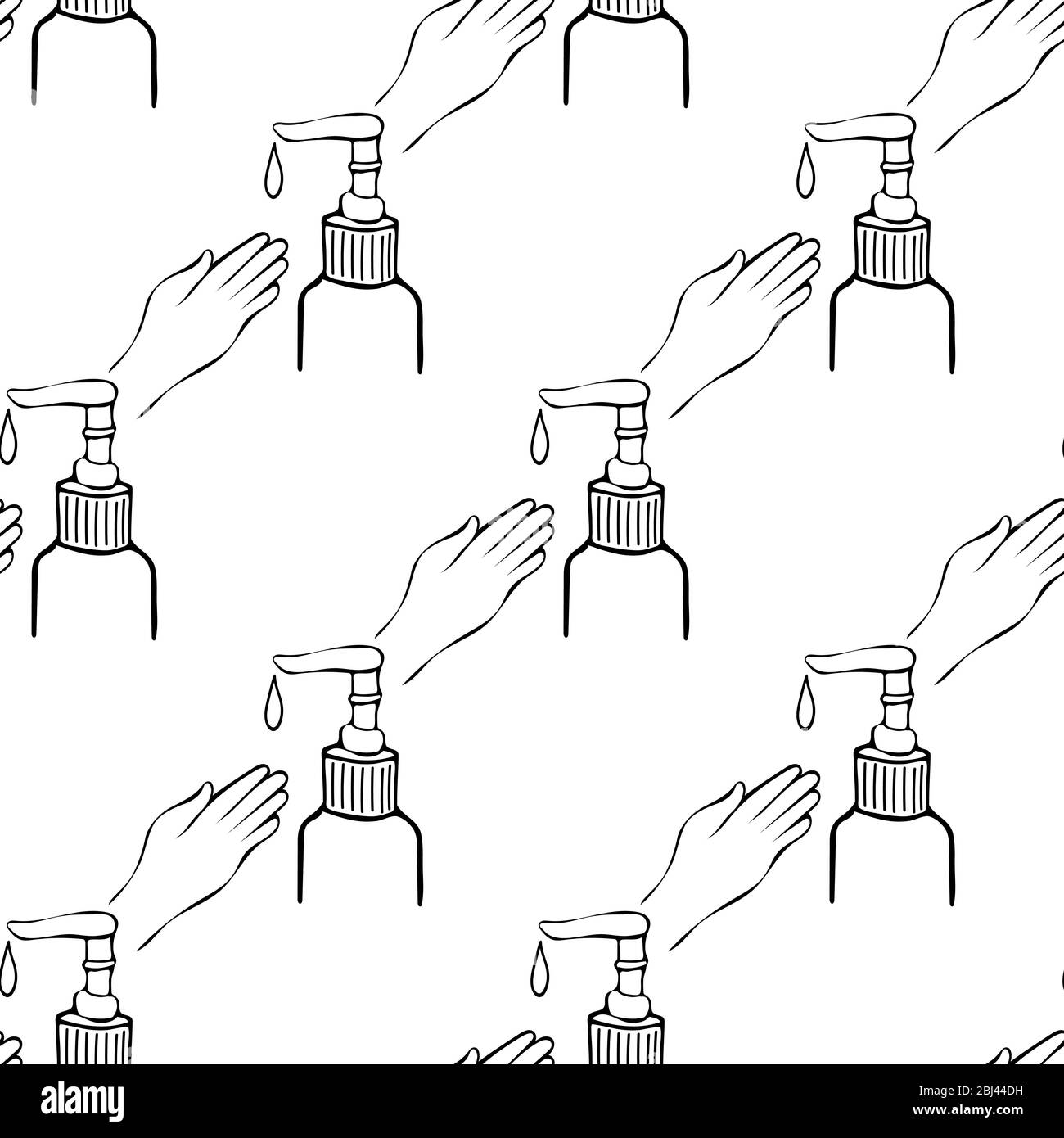 Seamless pattern hand washing with a sanitizer hand drawn Stock Vector ...