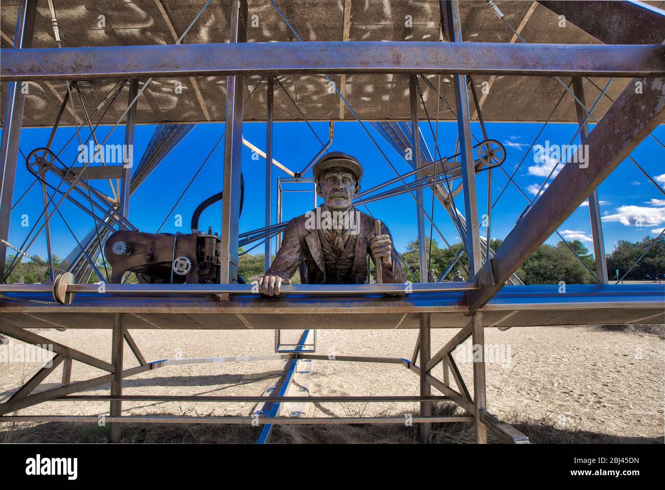 Sculpture of historic first flight at Wright Brothers National Memorial ...
