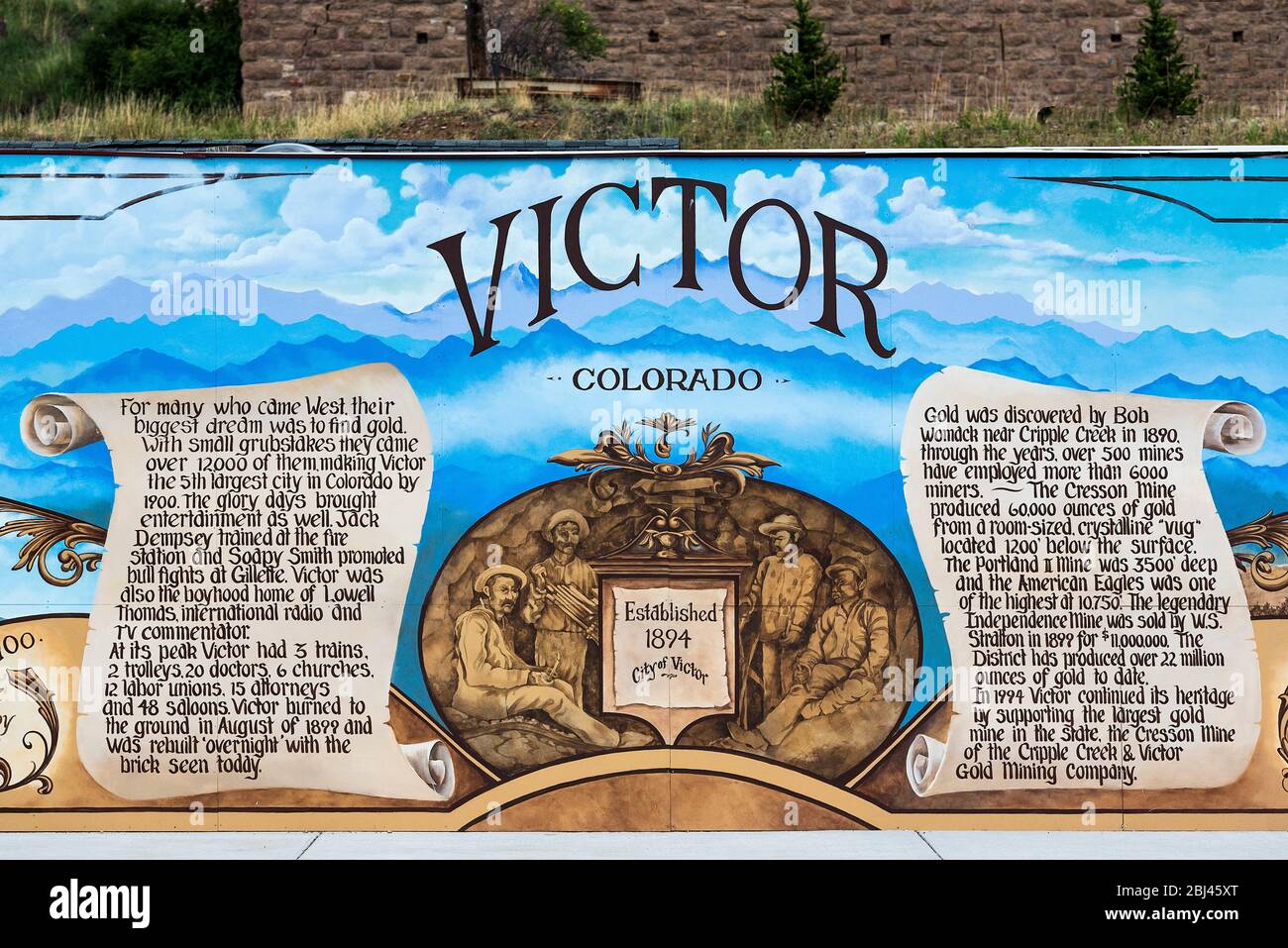 Historic mural in Victor Stock Photo - Alamy