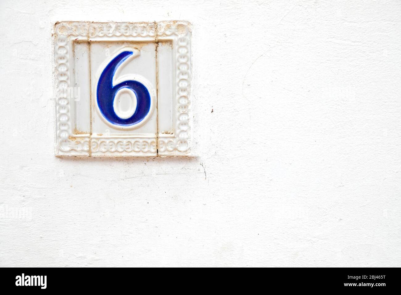Numeral six / 6, blue number on white background Stock Photo - Alamy