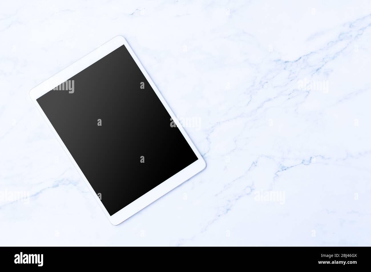Vintage Tablet mockup flat lay on old white marble table top view ...
