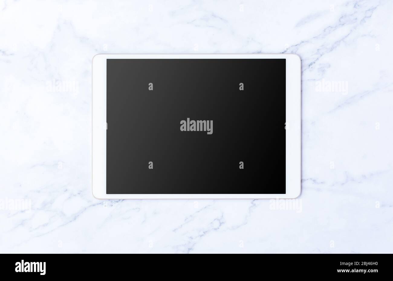 Vintage Tablet mockup flat lay on old white marble table top view ...