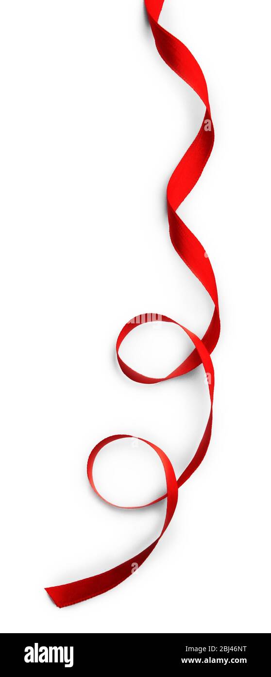 Red ribbon isolated on white Stock Photo - Alamy