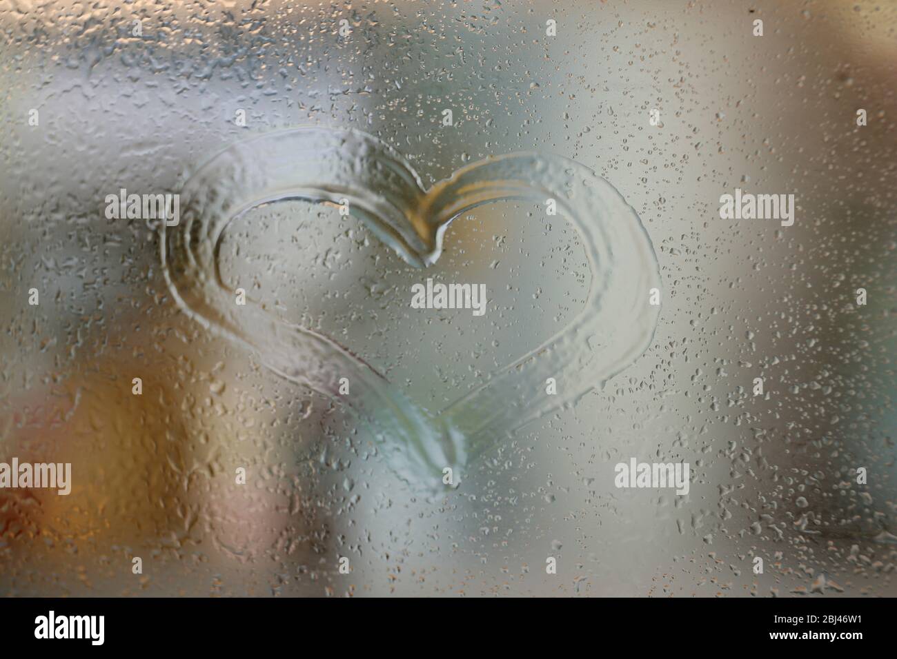 Heart drawn on the fogged glass window Stock Photo - Alamy