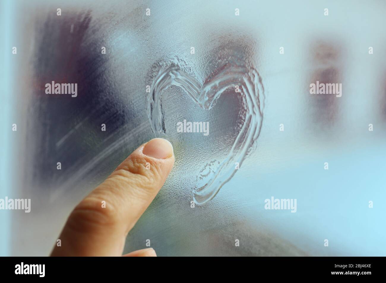 Heart drawn on the fogged glass window Stock Photo - Alamy