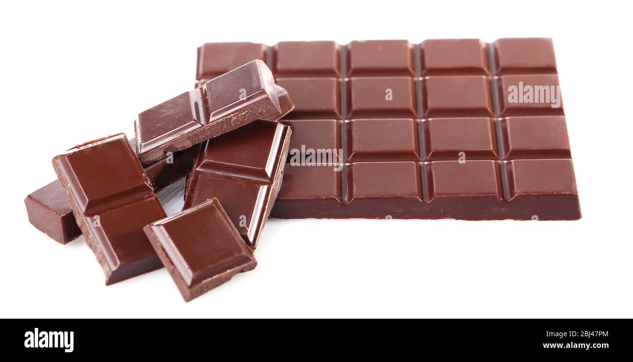 Chocolate bar isolated on white Stock Photo - Alamy