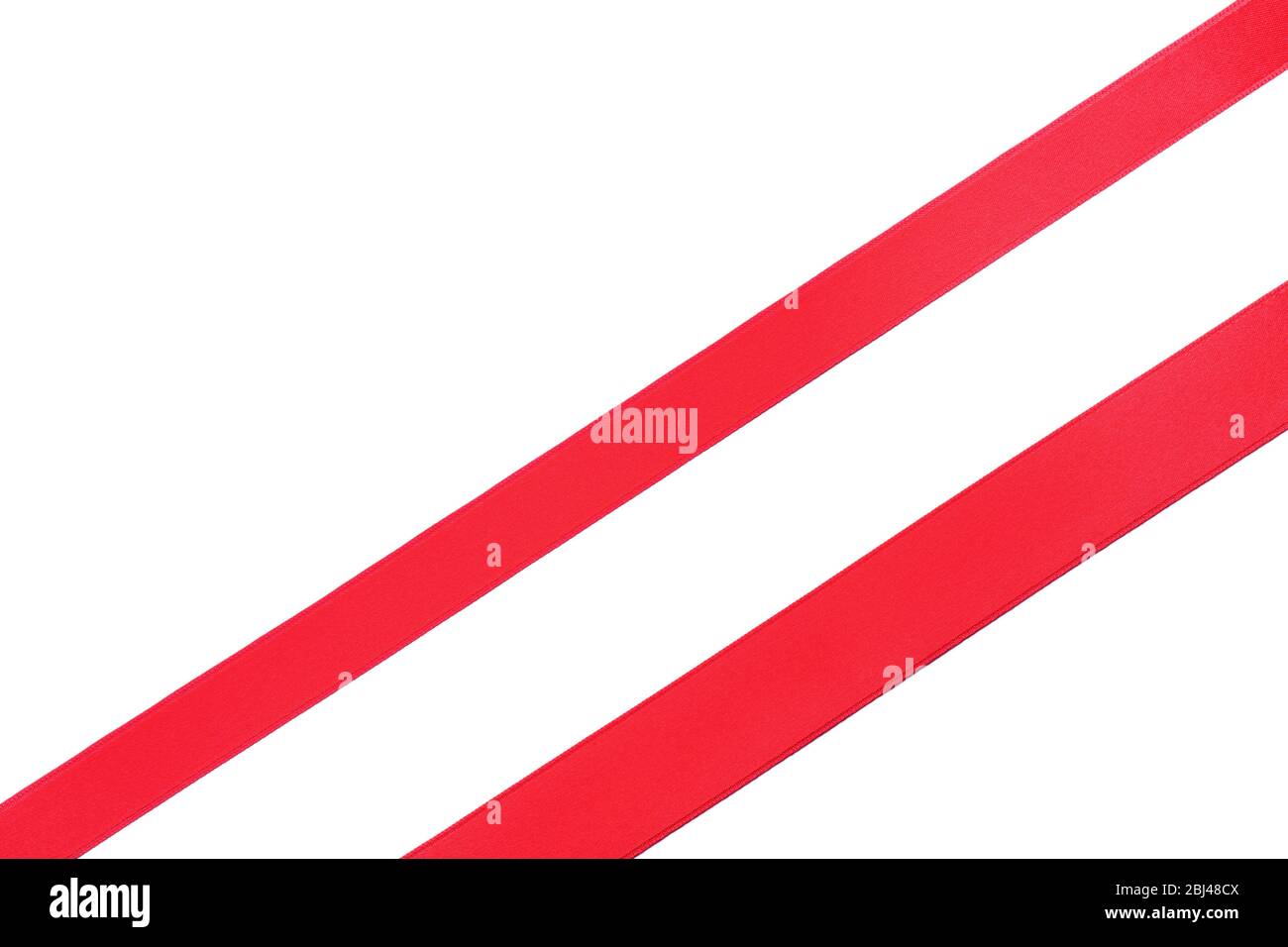 two red diagonal ribbons, isolated on white Stock Photo - Alamy