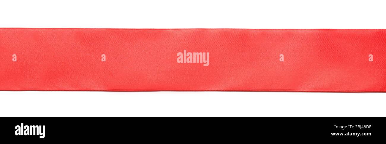one red horizontal ribbon, isolated on white Stock Photo - Alamy