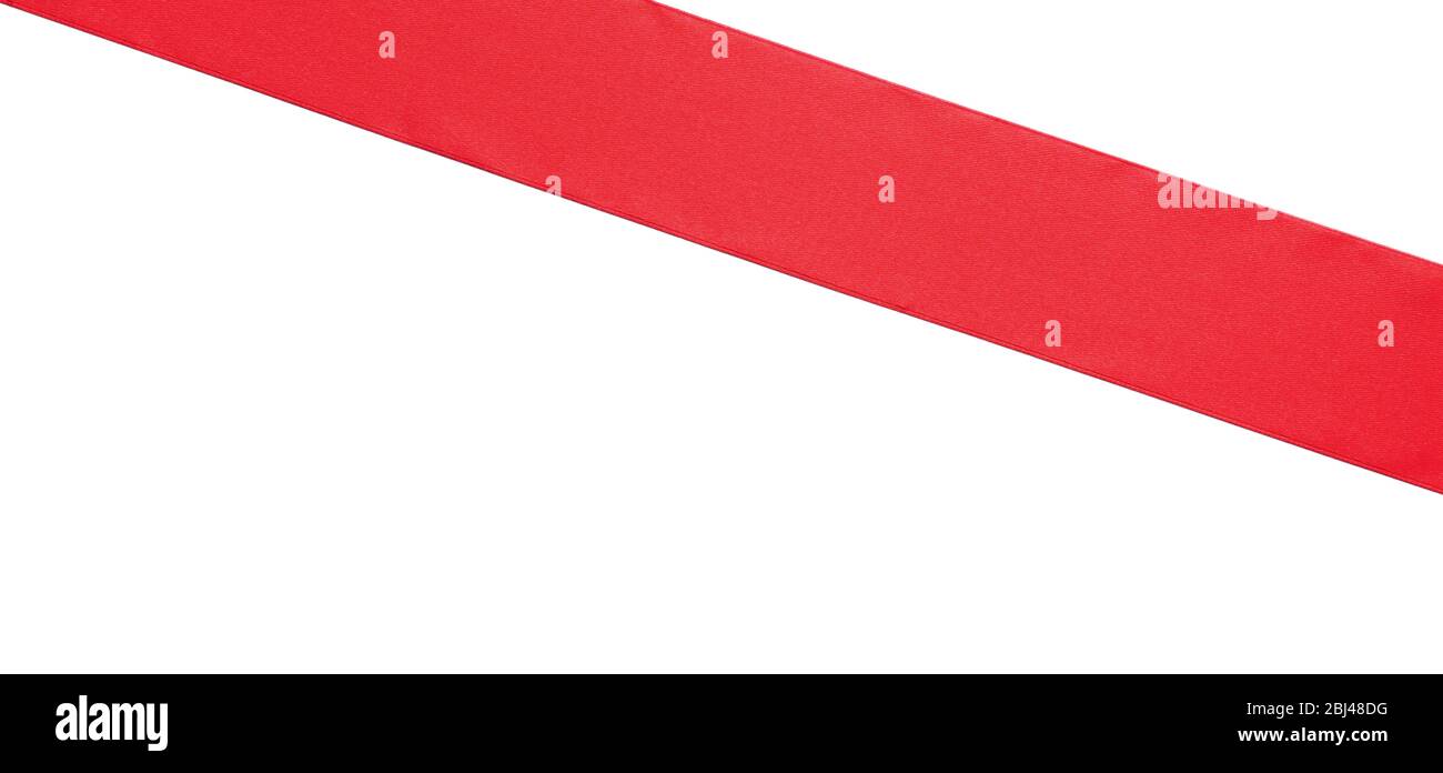 one red diagonal ribbon, isolated on white Stock Photo - Alamy