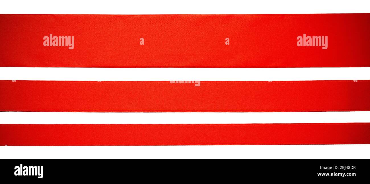 three red horizontal ribbons, isolated on white Stock Photo - Alamy