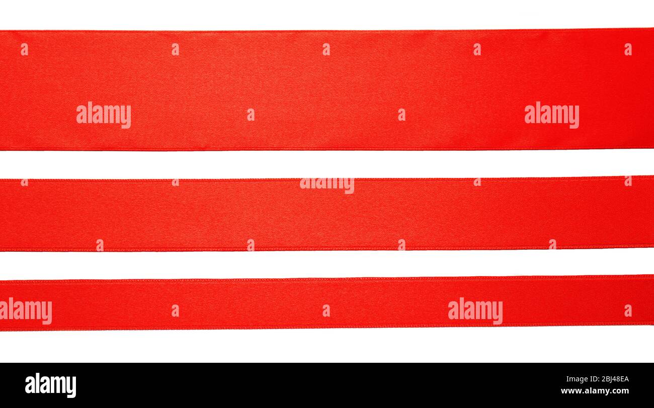 three red horizontal ribbons, isolated on white Stock Photo - Alamy