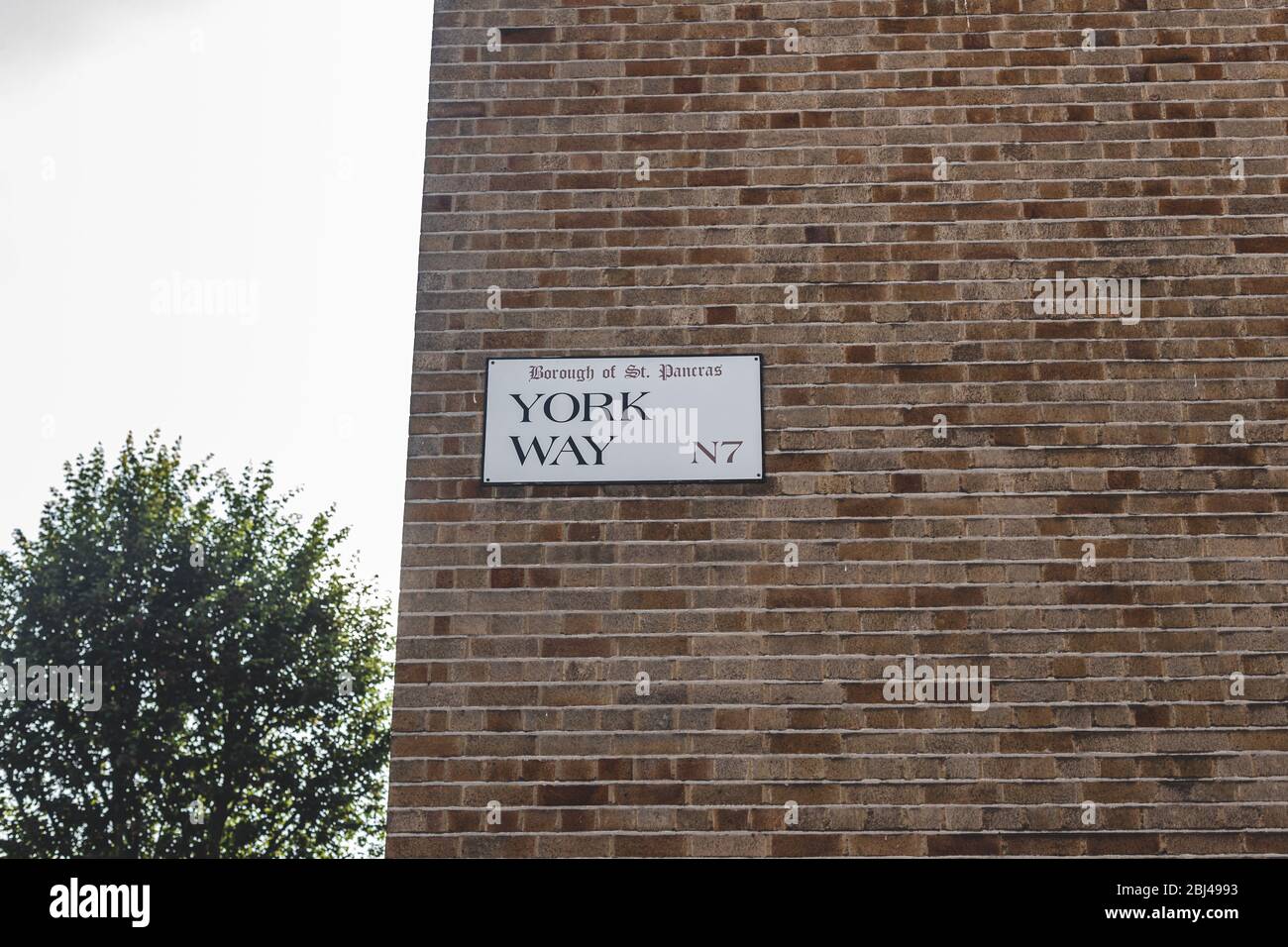 London/UK-26/07/18: street name sign of York Way, major road in the ...