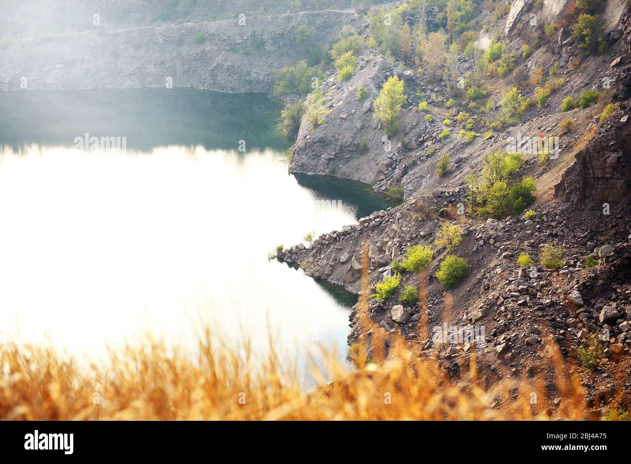 Landscape of an abandoned quarry Stock Photo - Alamy