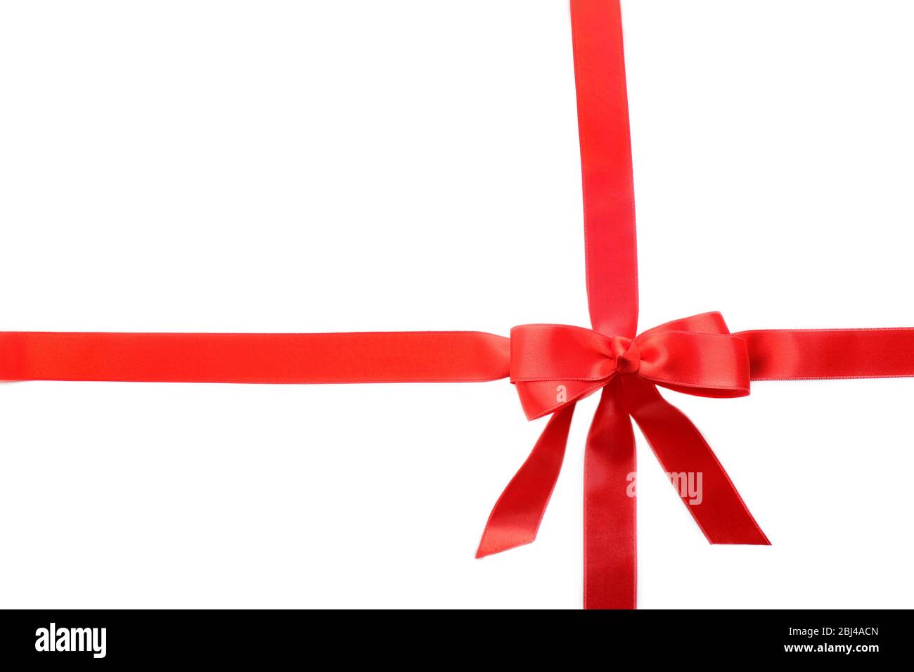 Two ribbons and bow, isolated on white Stock Photo - Alamy