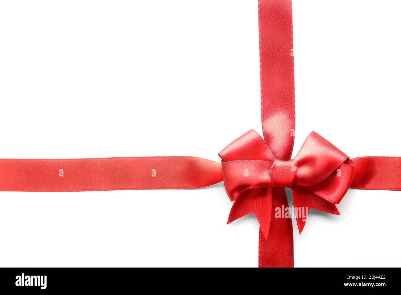 Two ribbons and bow, isolated on white Stock Photo - Alamy