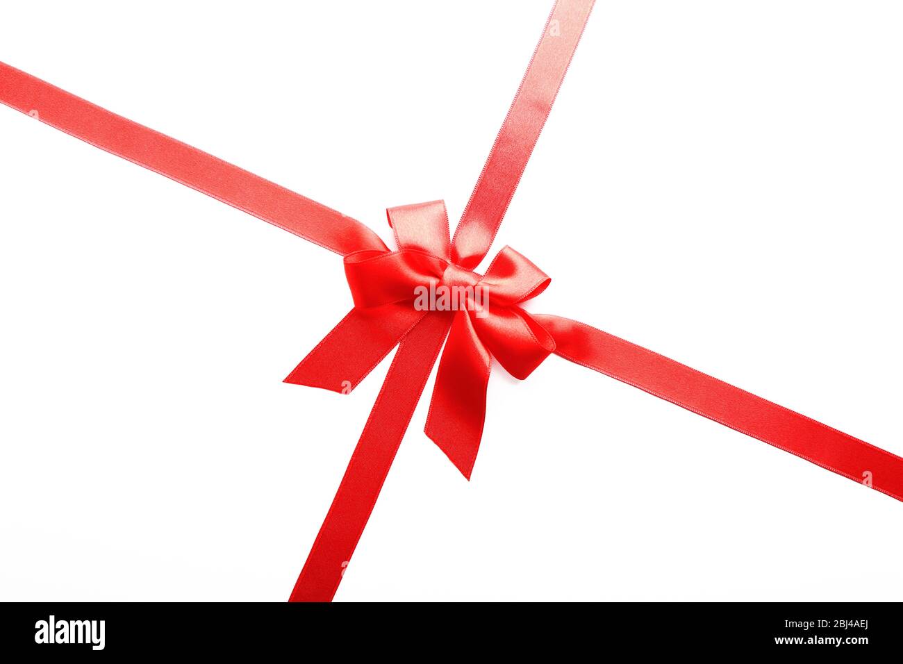 Two ribbons and bow, isolated on white Stock Photo - Alamy