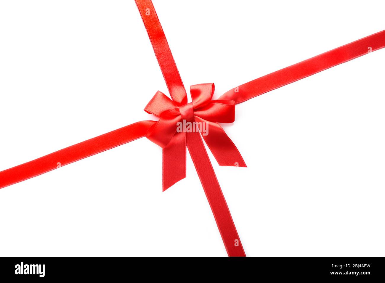 Two ribbons and bow, isolated on white Stock Photo - Alamy
