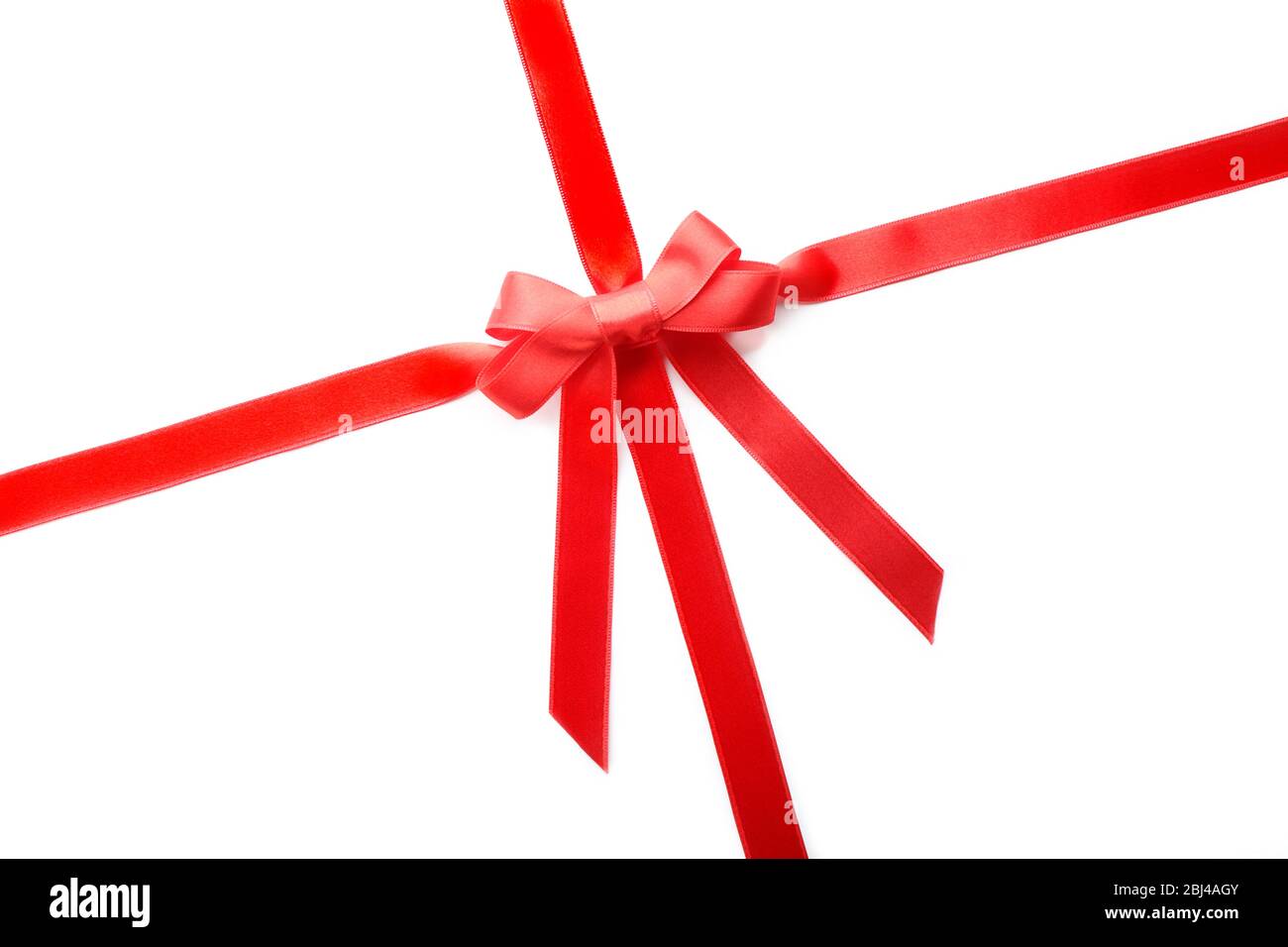 Two ribbons and bow, isolated on white Stock Photo - Alamy
