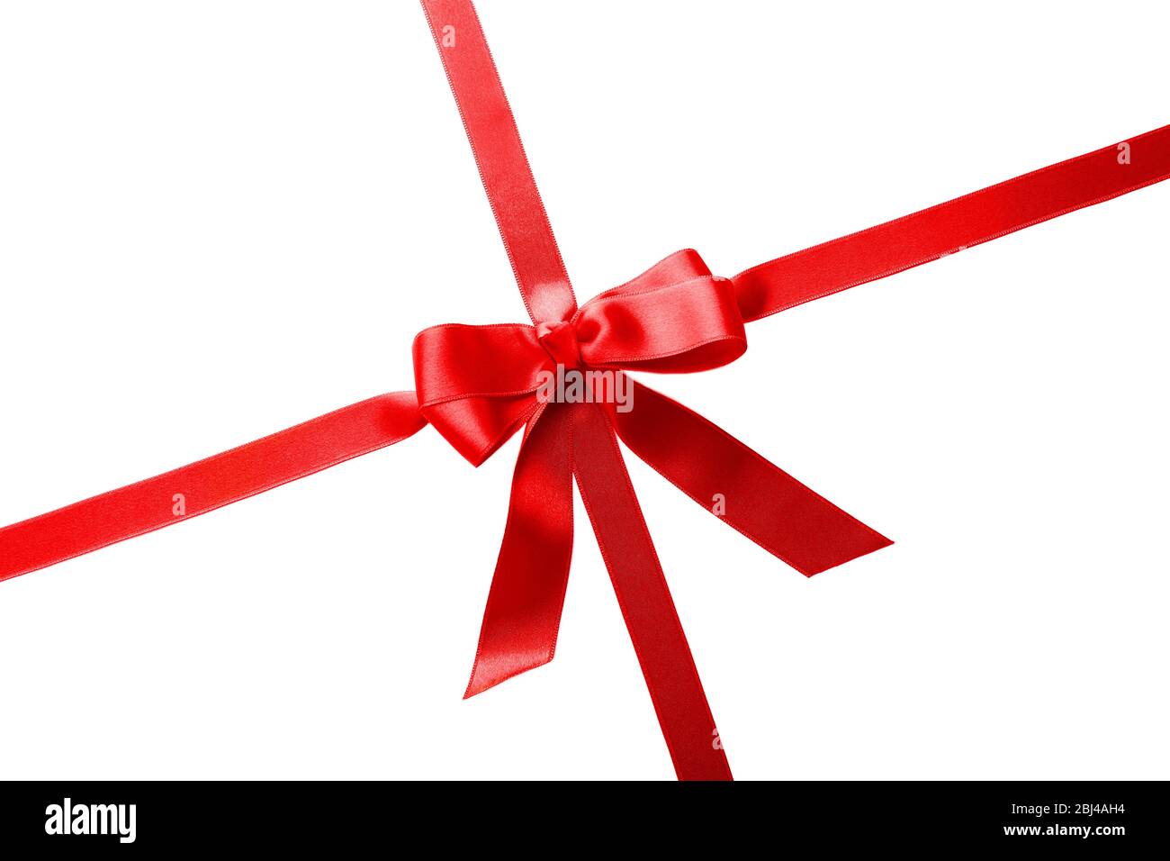 Two ribbons and bow, isolated on white Stock Photo - Alamy