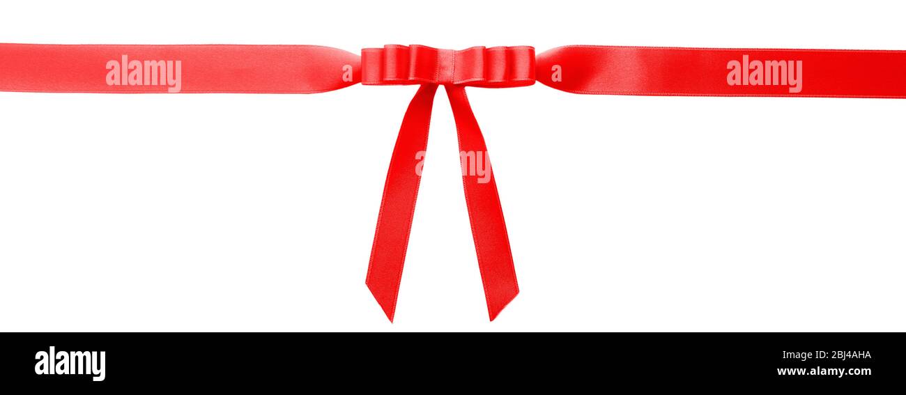 Horizontal ribbon with bow, isolated on white Stock Photo - Alamy