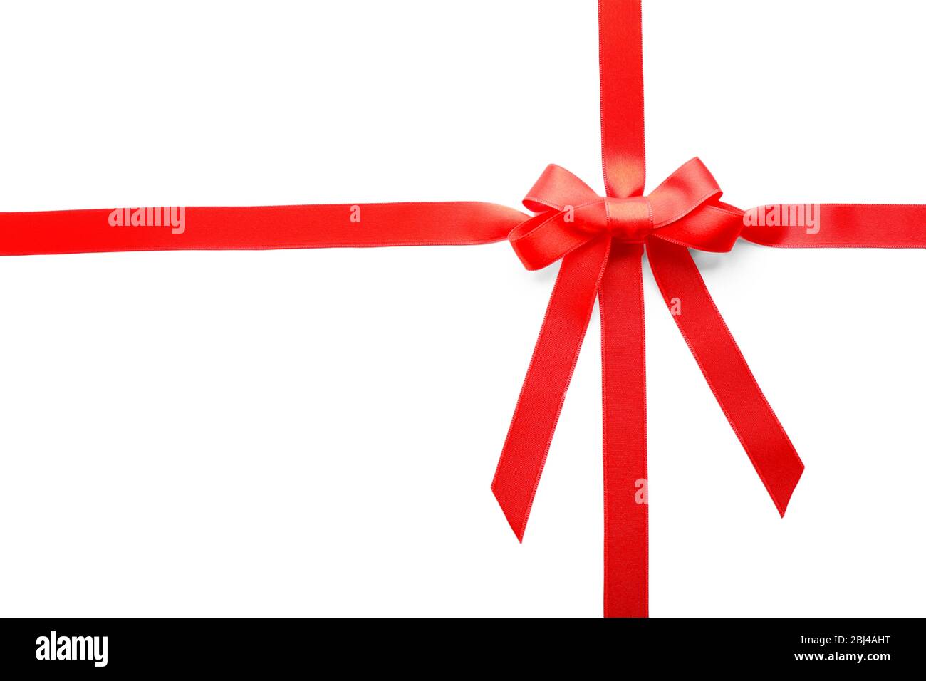 Two ribbons and bow, isolated on white Stock Photo - Alamy