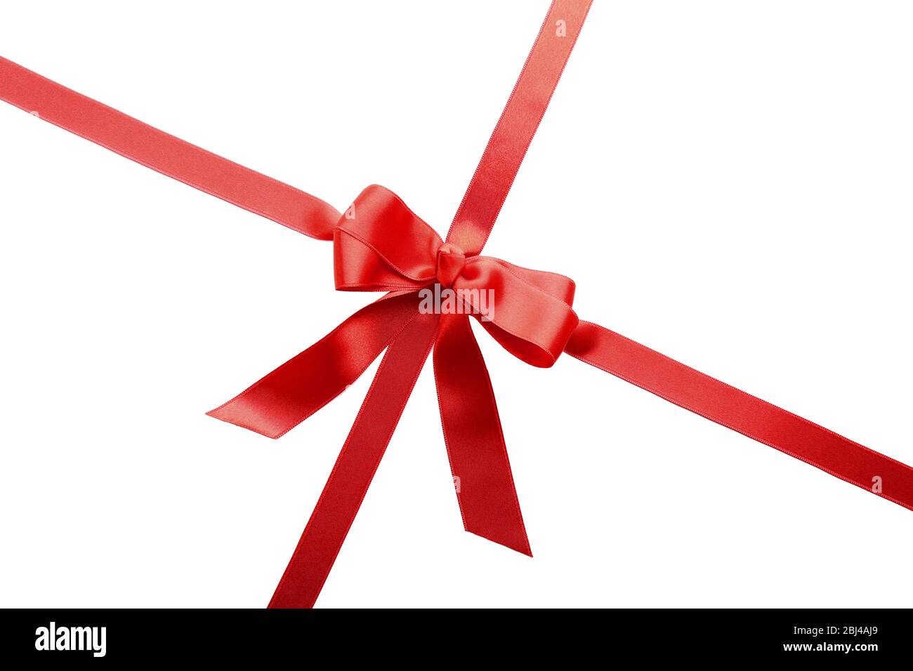 Two ribbons and bow, isolated on white Stock Photo - Alamy