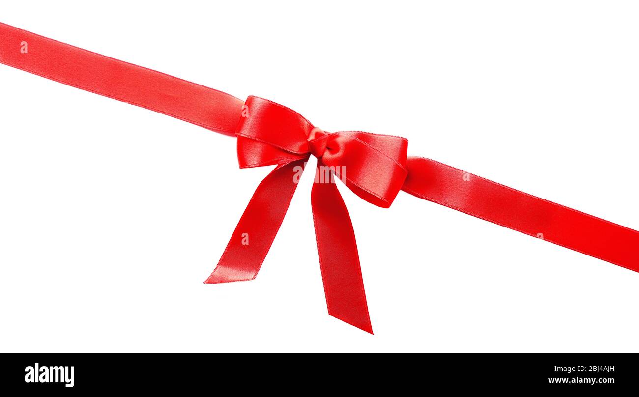 Diagonal ribbon with bow, isolated on white Stock Photo - Alamy