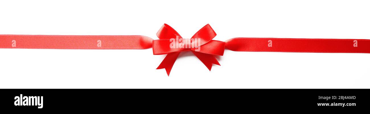 Horizontal ribbon with bow, isolated on white Stock Photo - Alamy