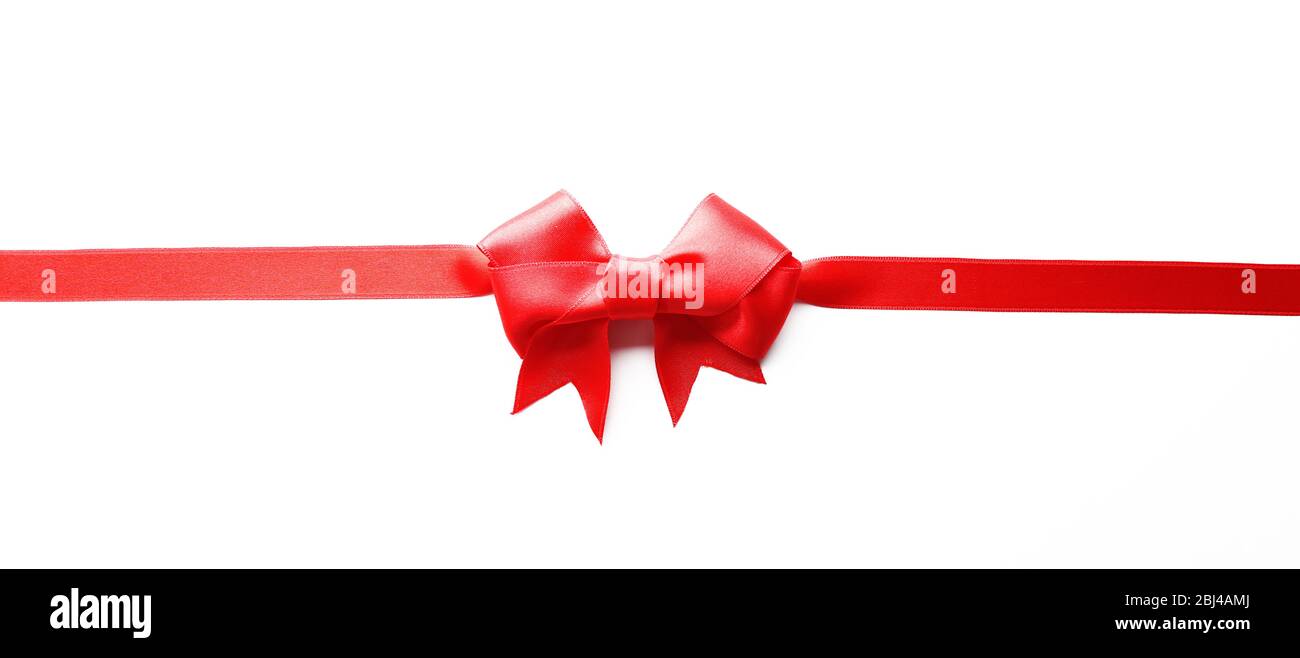 Horizontal ribbon with bow, isolated on white Stock Photo - Alamy