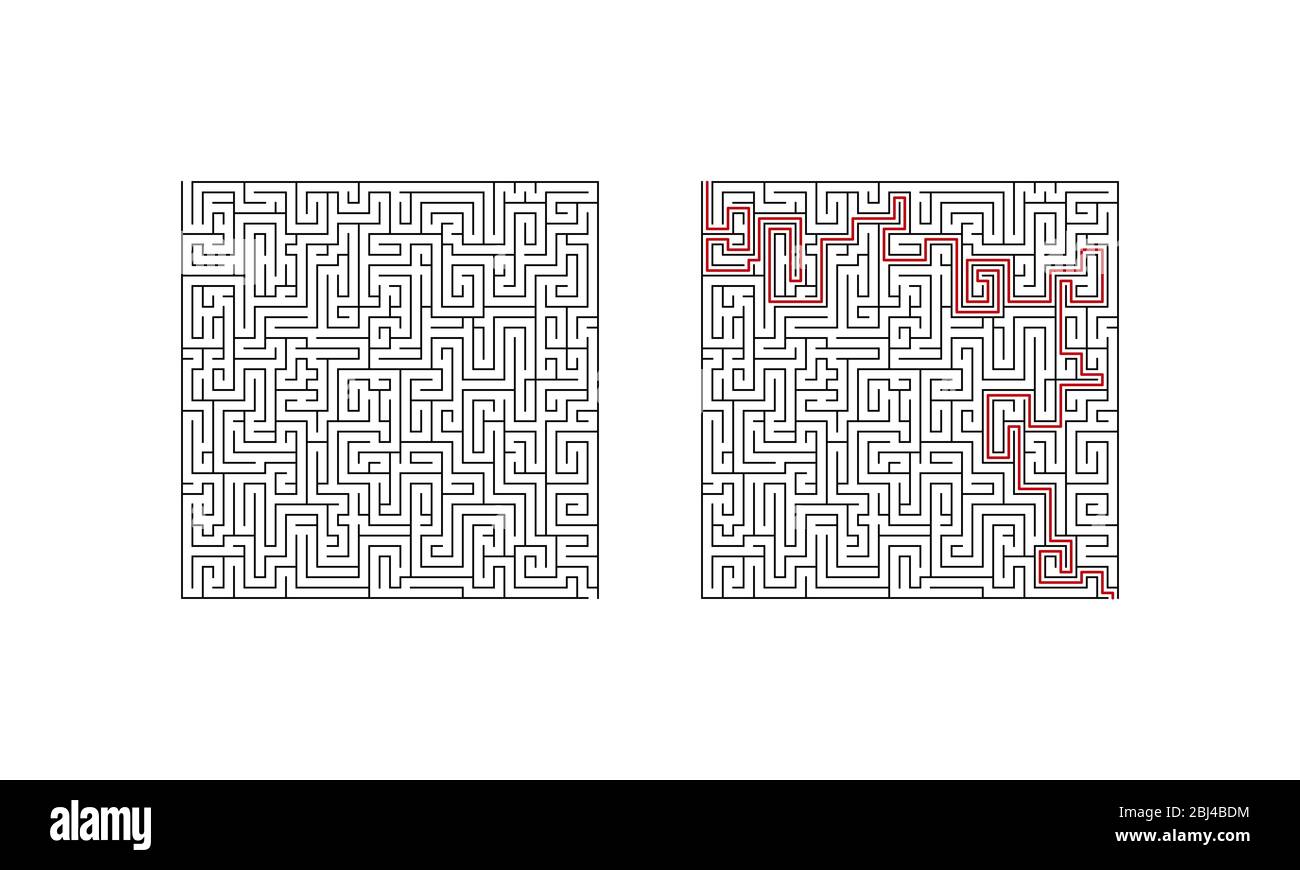 Complecated labyrinth maze game. Difficult puzzle with solution ...