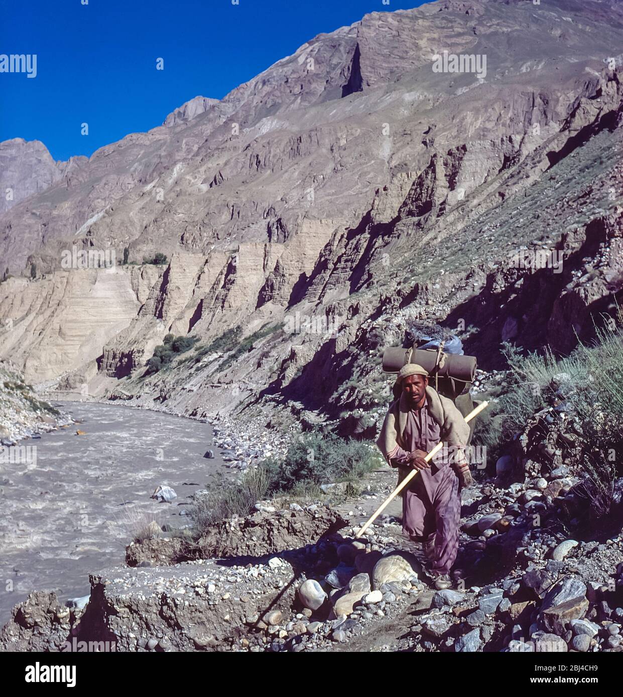 Pakistan, Northern Areas of the Karakoram Mountains. A lone Balti ...