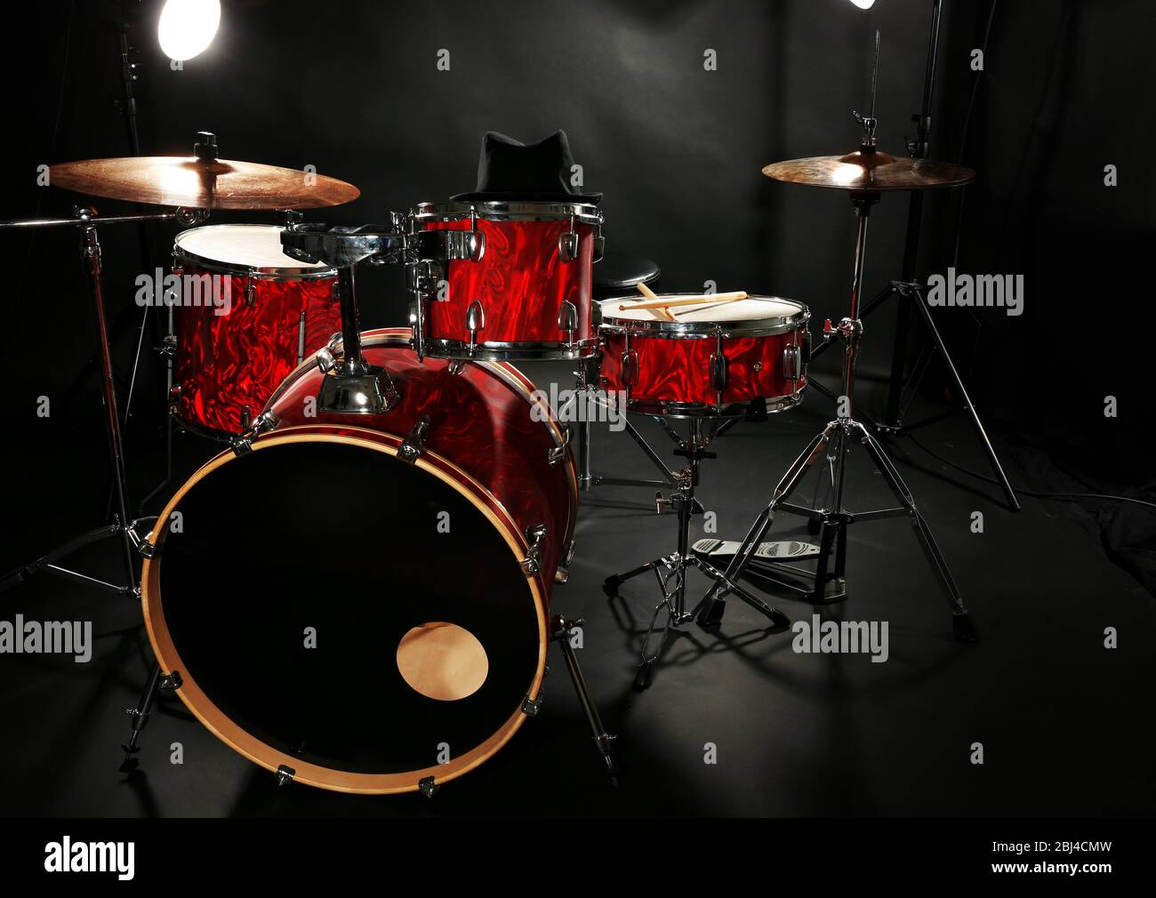 Drum set on a stage Stock Photo - Alamy