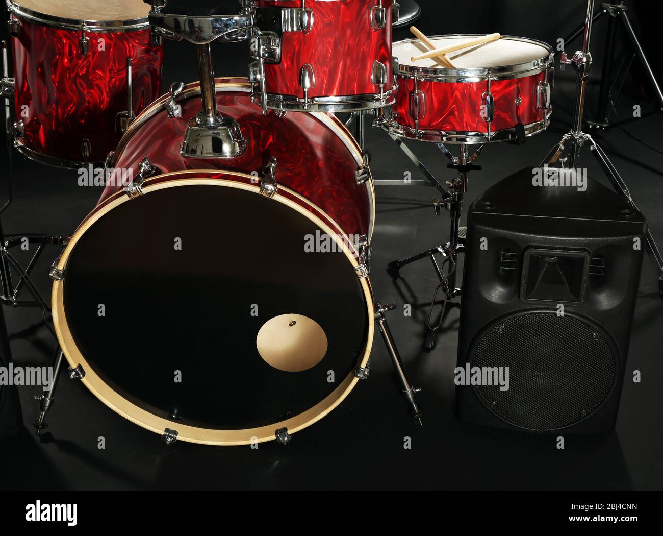 Drum set on a stage Stock Photo - Alamy
