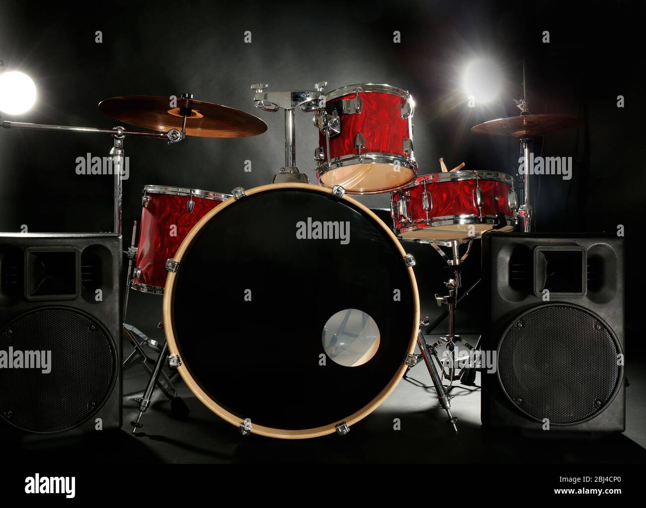 Drum set on a stage Stock Photo - Alamy