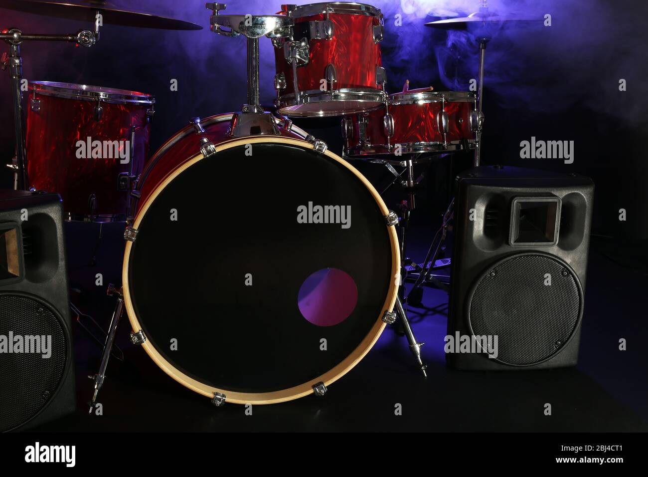 Drum set on a stage Stock Photo - Alamy