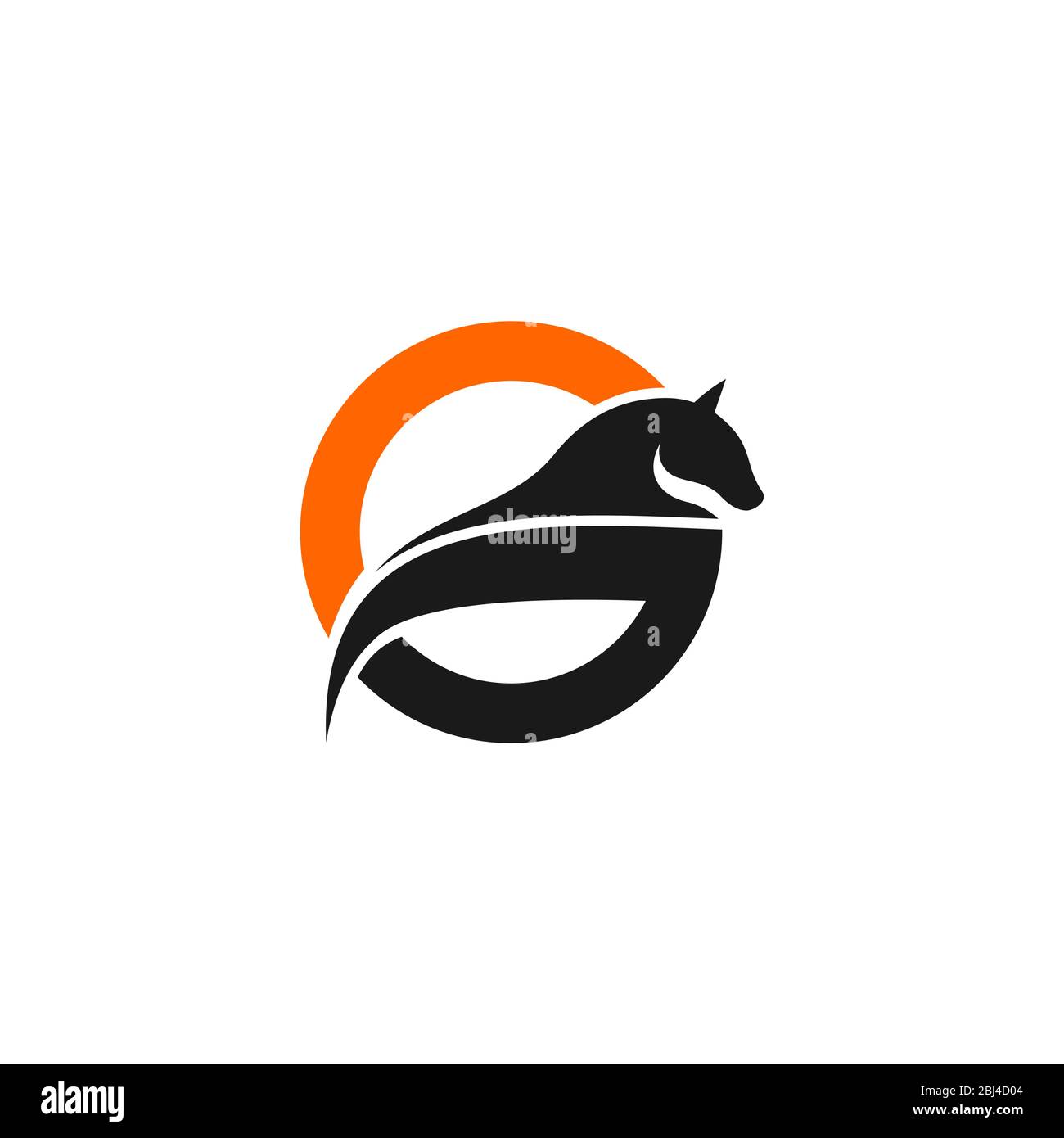 Horse, initial letter G graphic logo design concept template, isolated ...