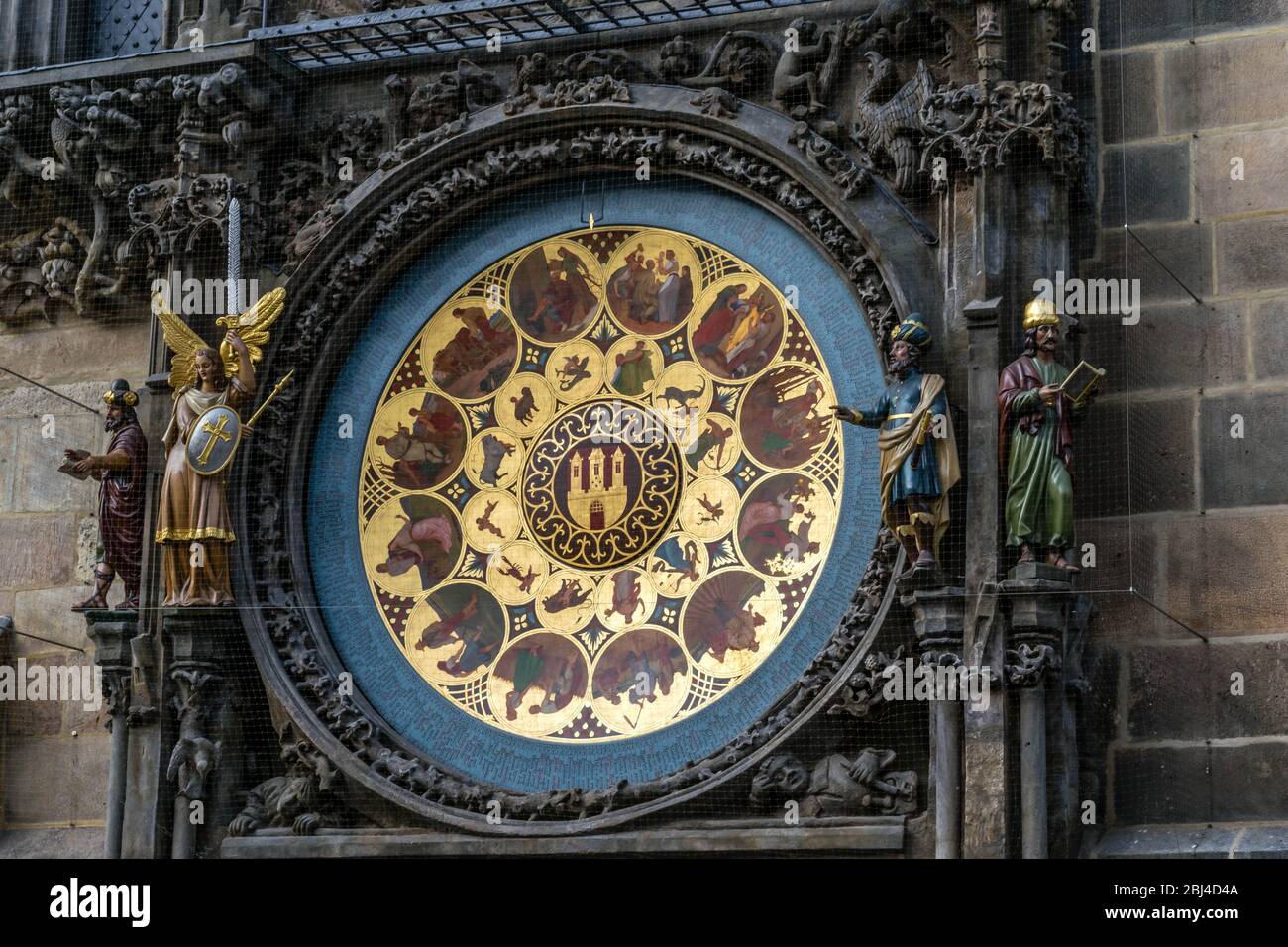 Zodiac symbols and statues of Prague Astronomical Clocks Stock Photo ...