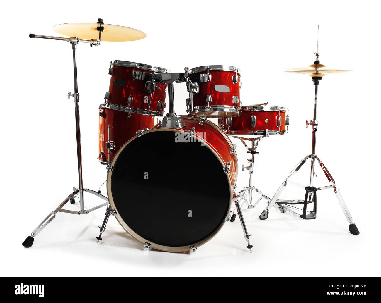 Set of red drums isolated on white background Stock Photo - Alamy